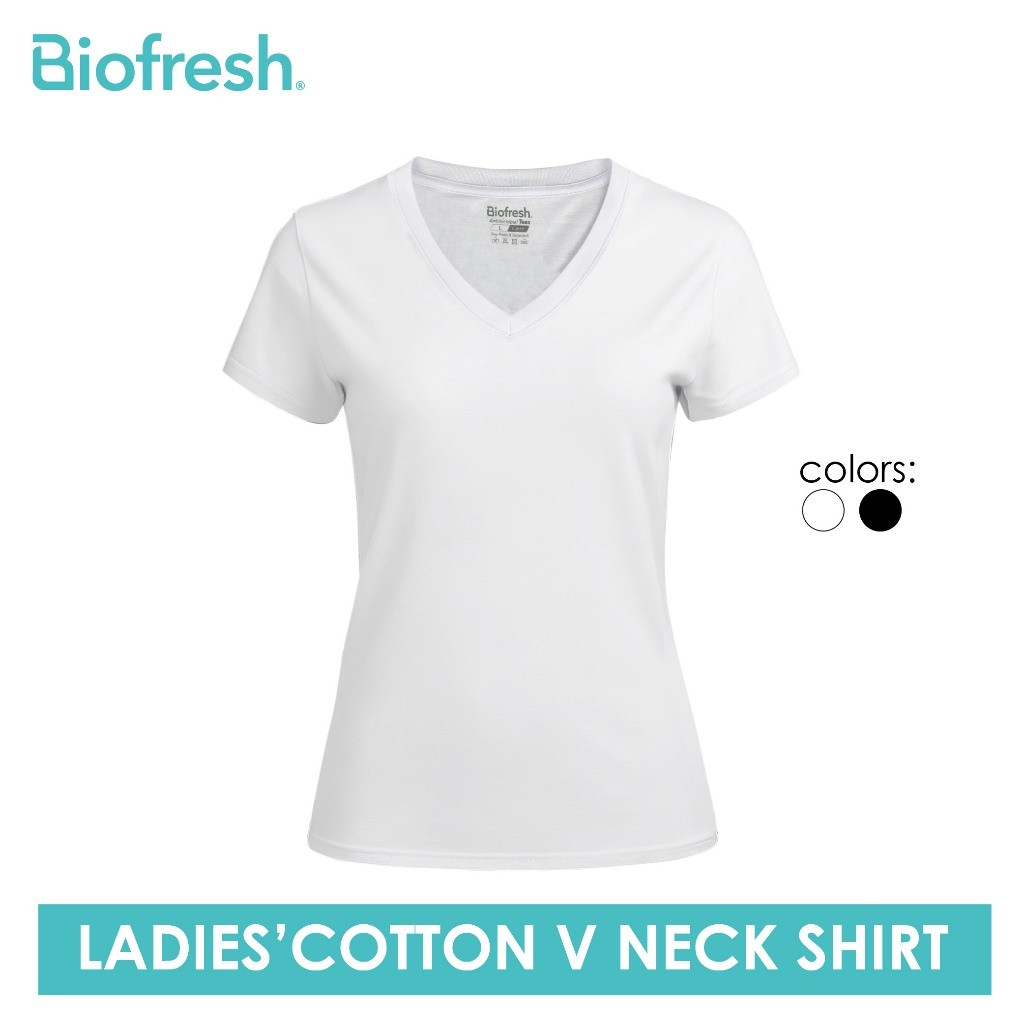 Biofresh Ladies’ Cotton Premium Slim Fit V-Neck Shirt 1 piece ULSV7 ...
