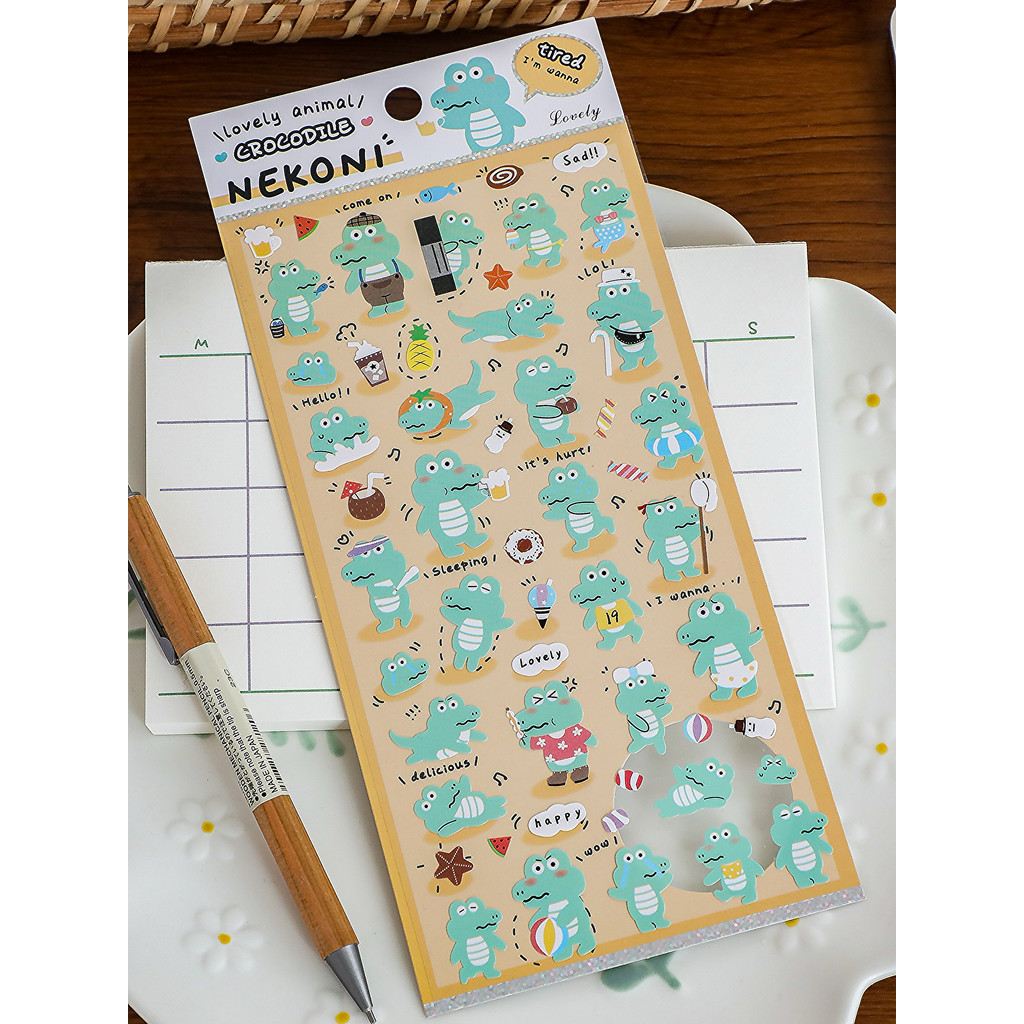 Sleepy Alligator Clear PVC Stickers - Cute Journal/Phone Case Decals ...