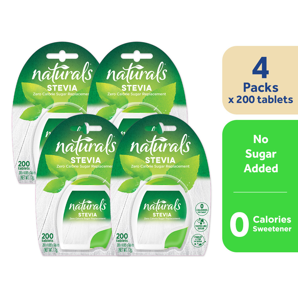 Naturals Stevia Zero Calorie Sweetener 200 Tablets - 4 Packs (Natural ...
