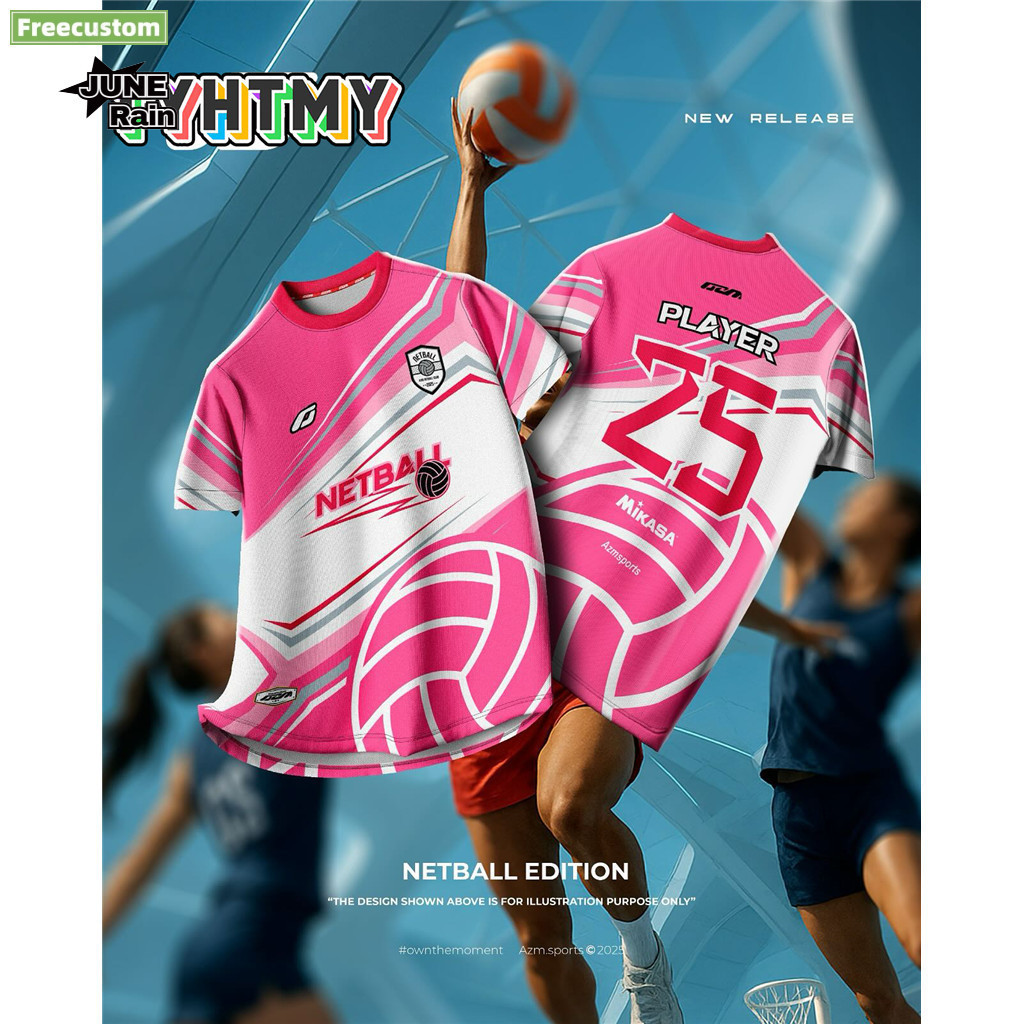 Netball Jersey Free. Self-name June Rain-2025 Pinkbaju Netball Jersey ...