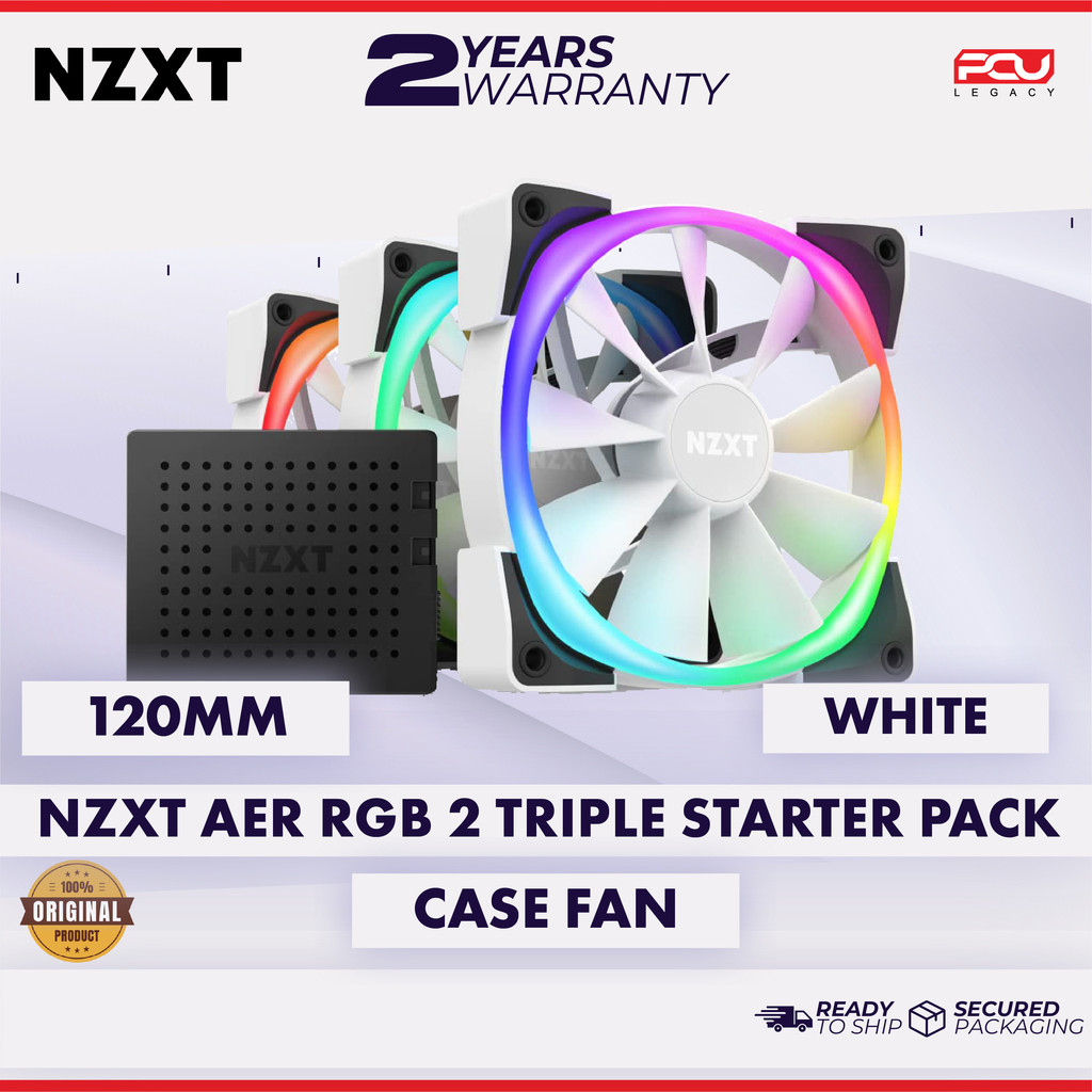 NZXT AER RGB 2 TRIPLE STARTER PACK - 120MM FAN x3 (WHITE) | Shopee ...