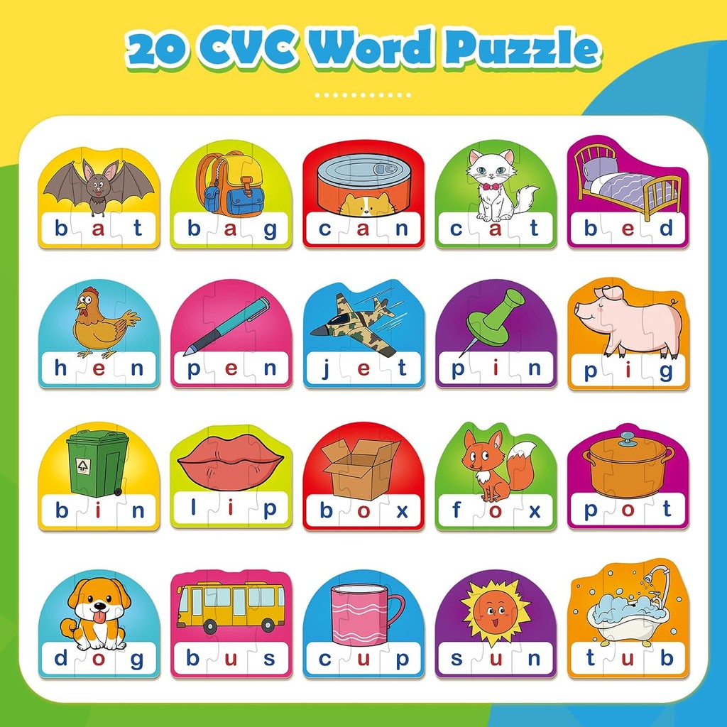 CVC Puzzle Cards for Kids,CVC Word Games,Phonics Games,Speech Therapy ...