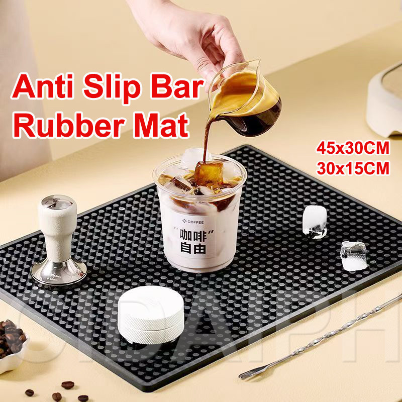 Black Bar Mat Rubber Spill Mat - Anti-Slip Glass Drip Tray Beer Drink ...