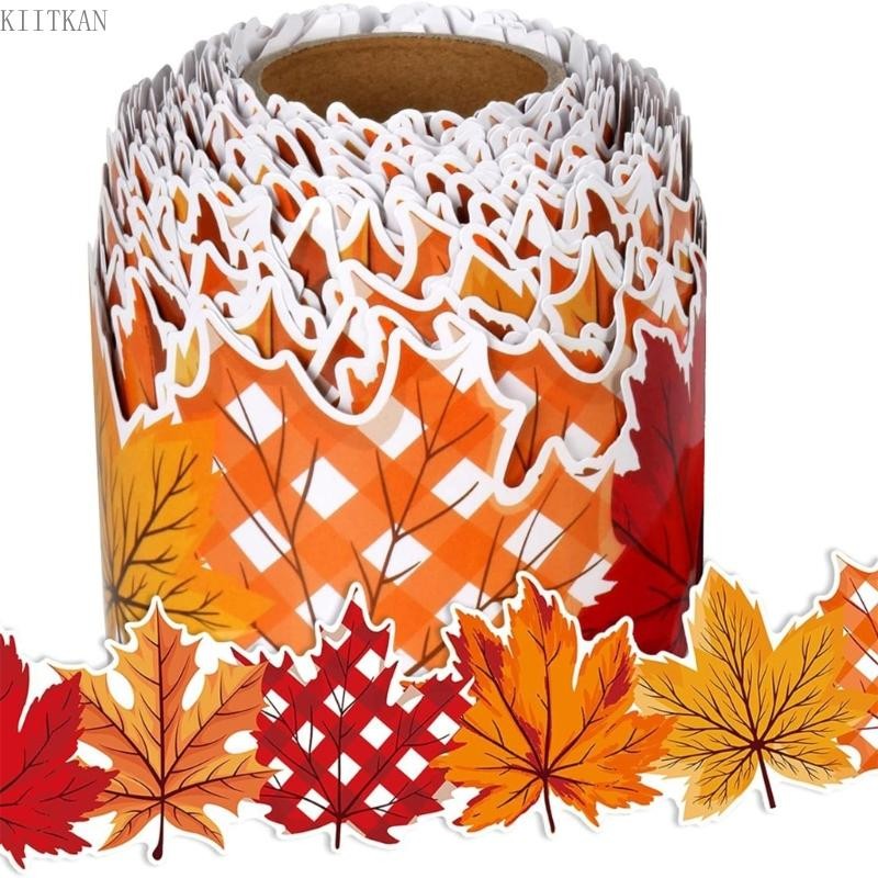 KIIK Leaf Border Trim Wall Sticker 32 8ft Bulletin Board Border Sticker ...