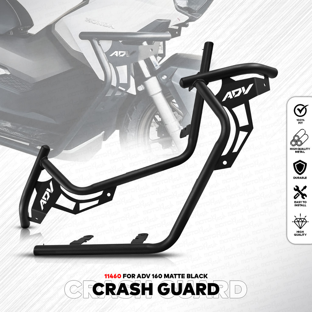 ADV 160 HALF CRASH GUARD MATTE BLACK HEAVY DUTY WITH ADV LOGO DESIGN ...