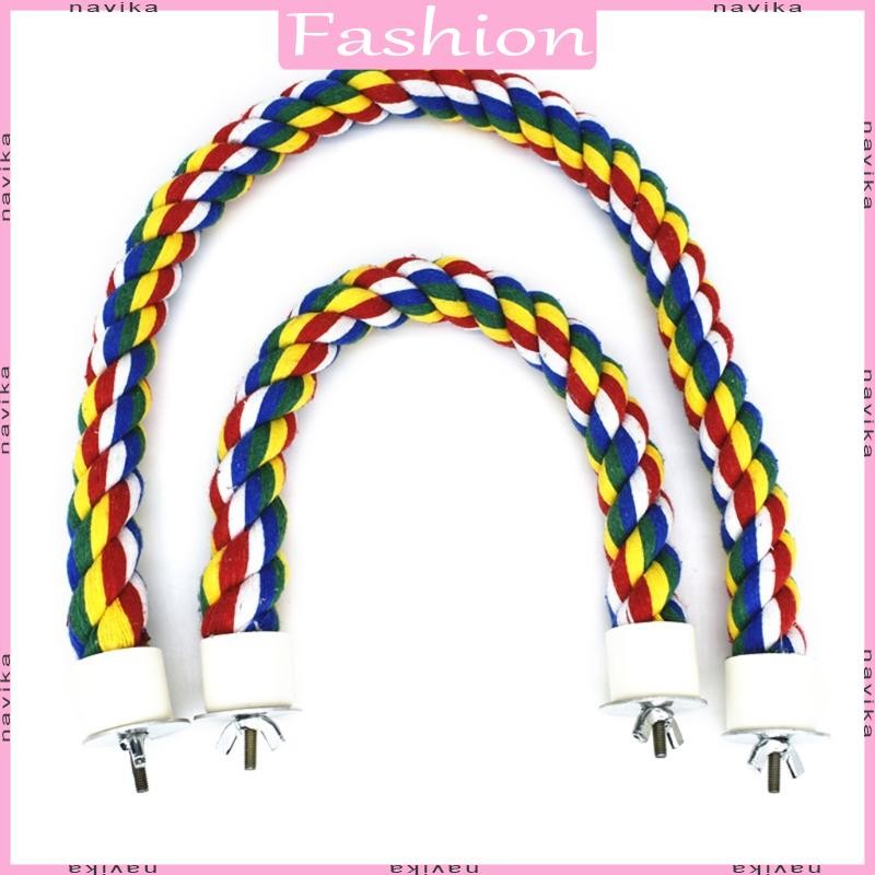 NAV Bird Rope Perch Bendable Cotton Rope Stand Bungee Toy Parrot ...