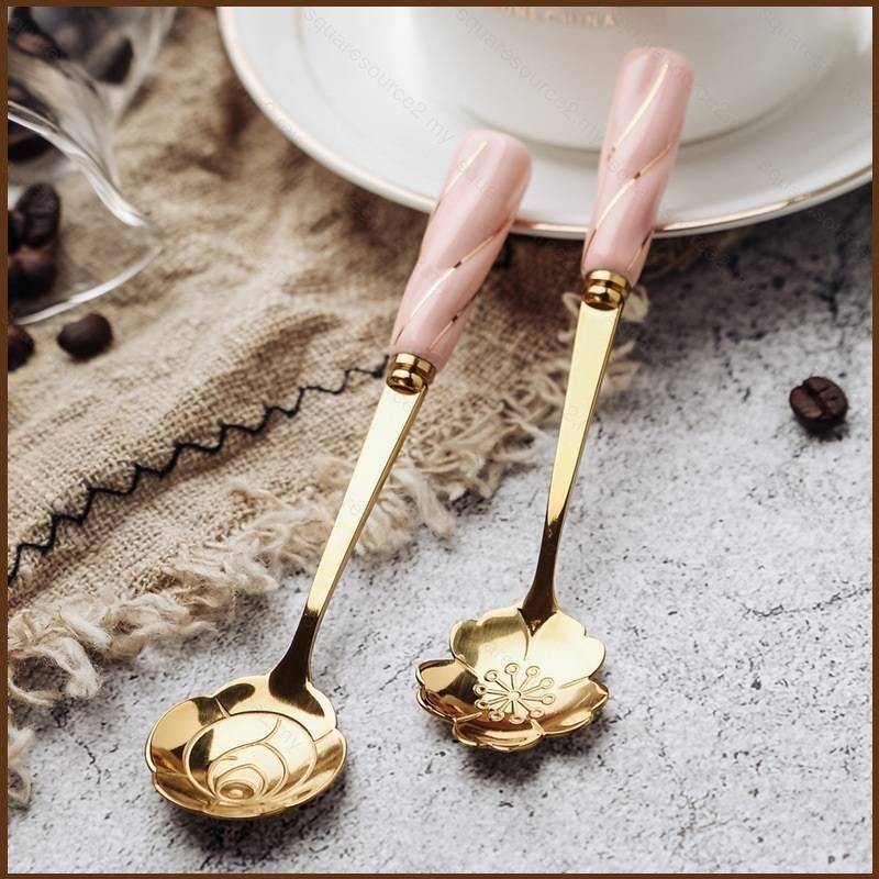 SQ2 Japanese Stainless Steel Spoon Sakura Shape Breakfast Coffee Milk ...