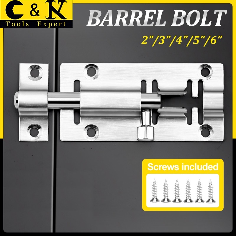 Barrel Bolt Stainless Steel 2"/ 3"/ 4"/ 5"/ 6" Widened Door Latch Lock ...