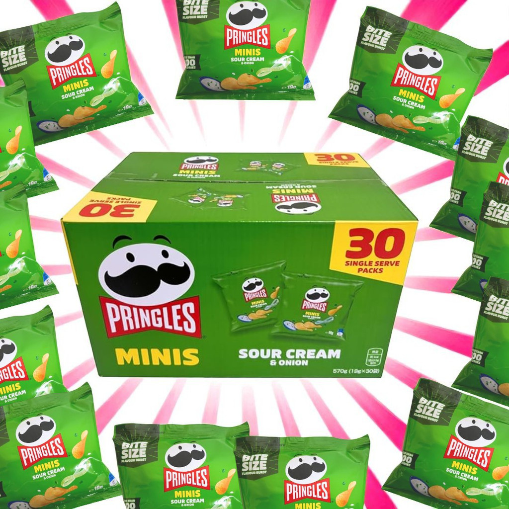 Pringles Sour Cream & Onion Mini Chips 19g x 30 Bags - Perfect Snack ...