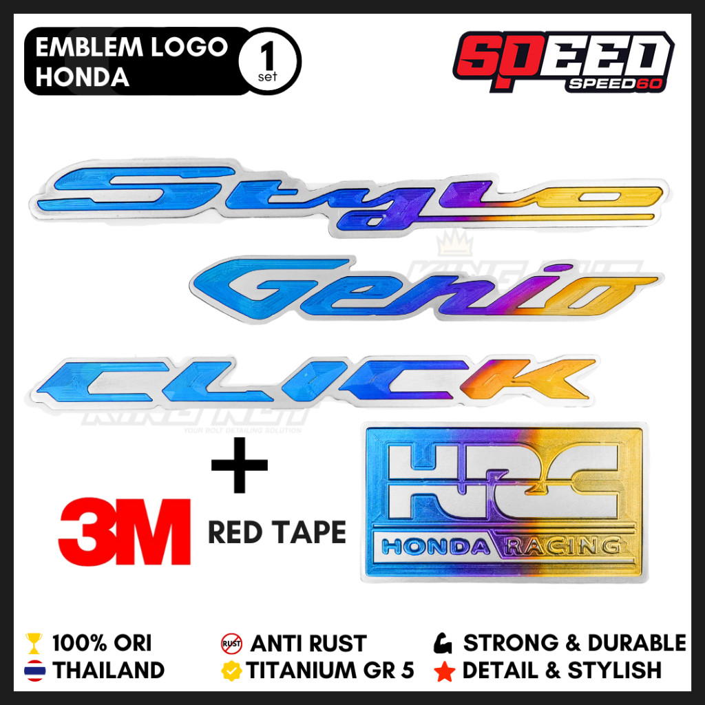 Honda Vario CLICK GENIO STYLO HRC Logo Emblem Hugger Titanium Grade 5 ...