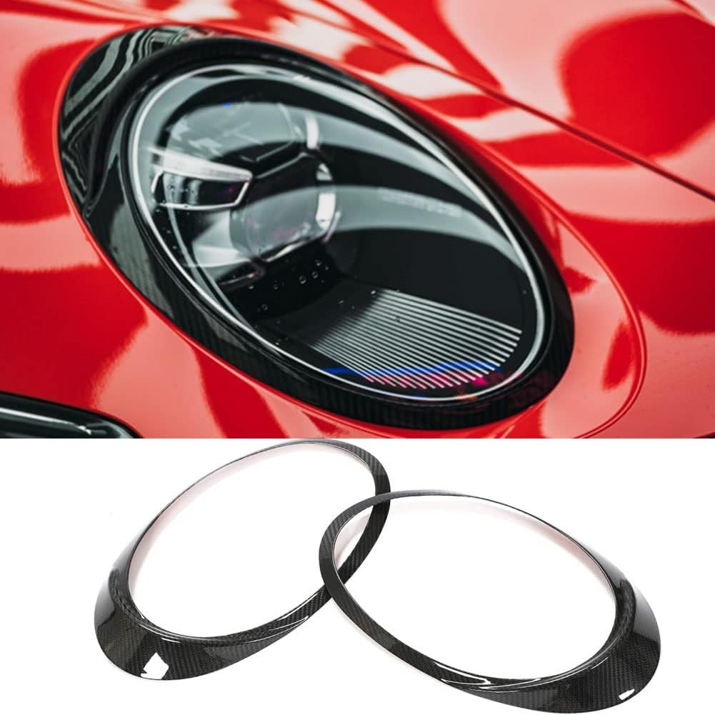 MCARCAR KIT Carbon Fiber Headlight Eyelid Covers for Porsche 911 992 ...