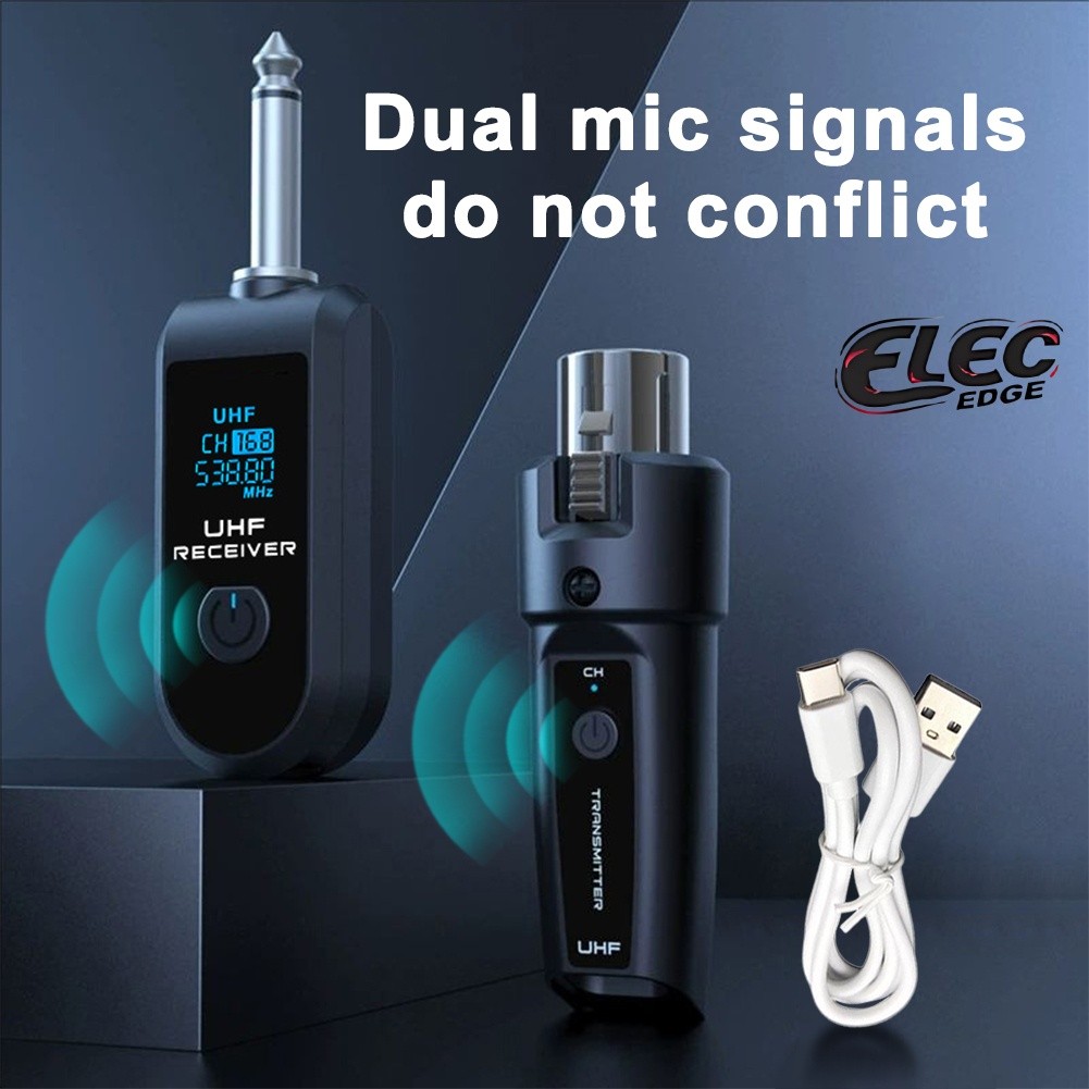 Wireless Microphone System XLR Transmitter and Receiver for Dynamic Mic ...