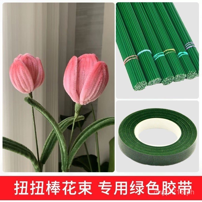 Green Wholesale Hair Root Stems diy Bouquet Tulip Stems Handmade Twist ...