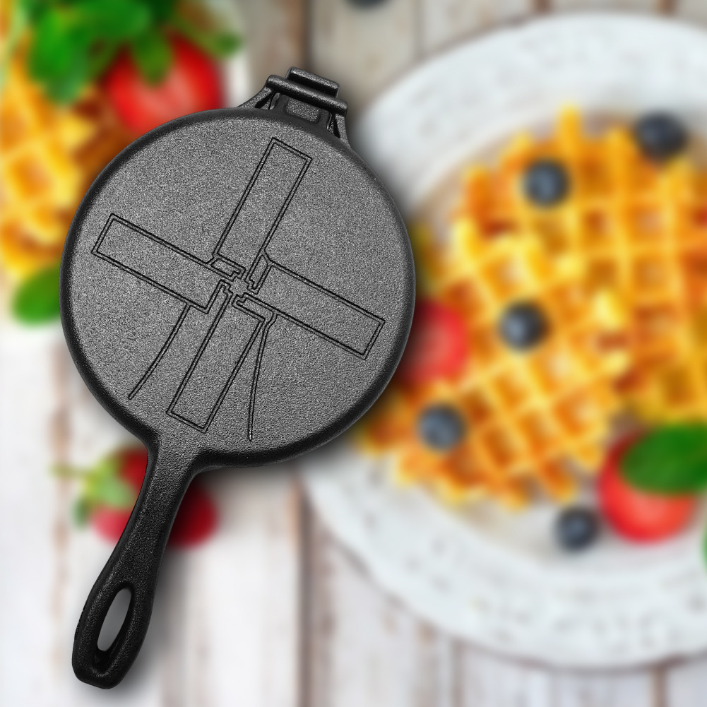 Cast Iron Waffle Maker Pan Non-Stick Waffle Mold Round Waffle Cake ...
