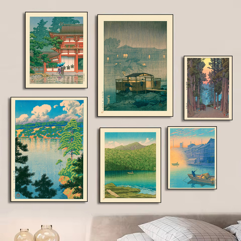Retro Japanese Landscape and Forest Scenery Poster Print Canvas Art ...