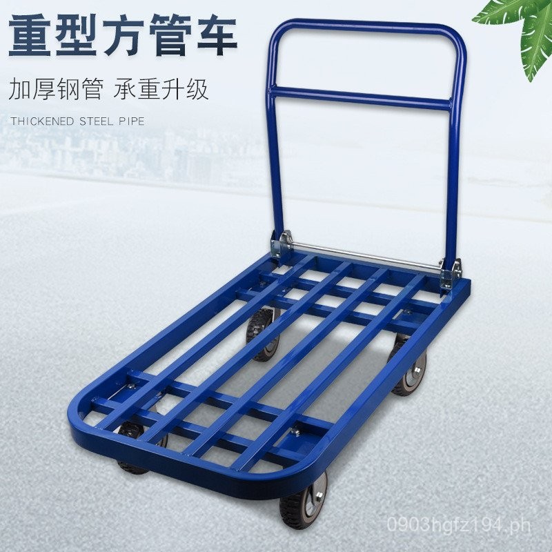 Stainless Steel Square Tube Hand Push Cart Flatbed Cart Thickened ...