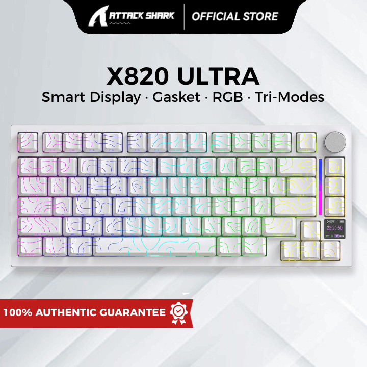 ATTACK SHARK X820 Ultra DIY SCREEN Tri-mode Gasket Mechanical Keyboard ...