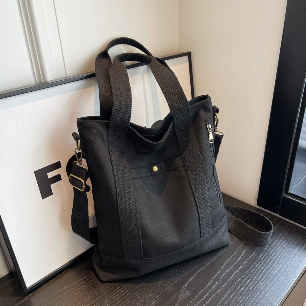 New isn Original Design Multi-Pocket Commuter Thickened Canvas Bag Student Casual Tote Bag ...