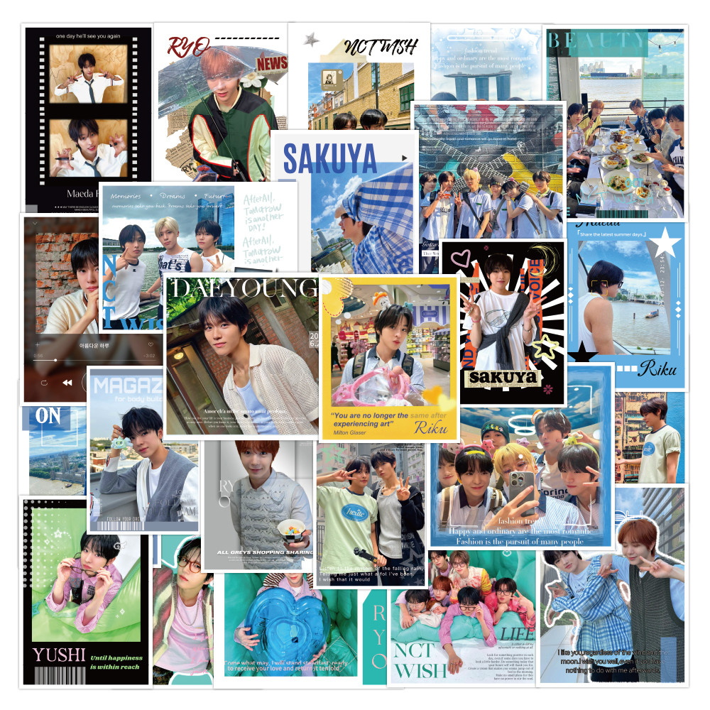 30-Piece NCT WISH Stickers - K-Pop Group Decorative Decals for Phone ...