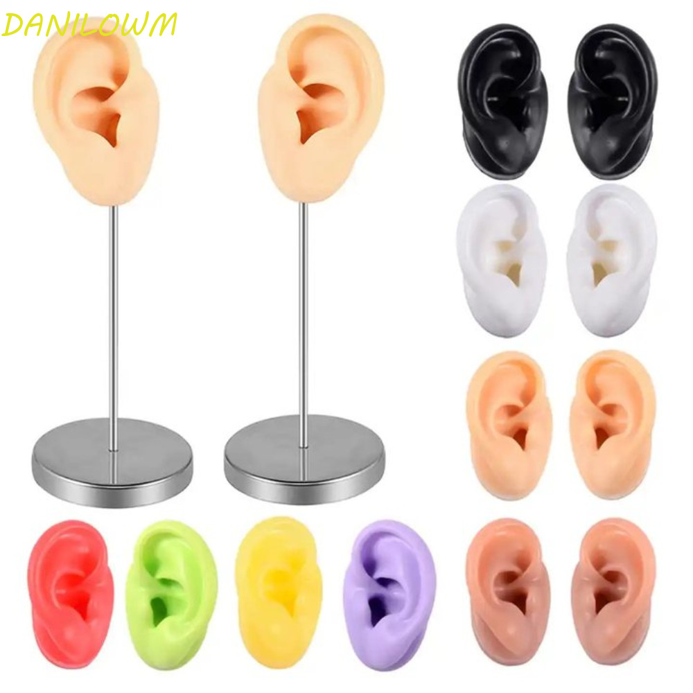 DANILOWM Silicone Ear Model, Lightweight Piercable Human Ear Model Rack ...