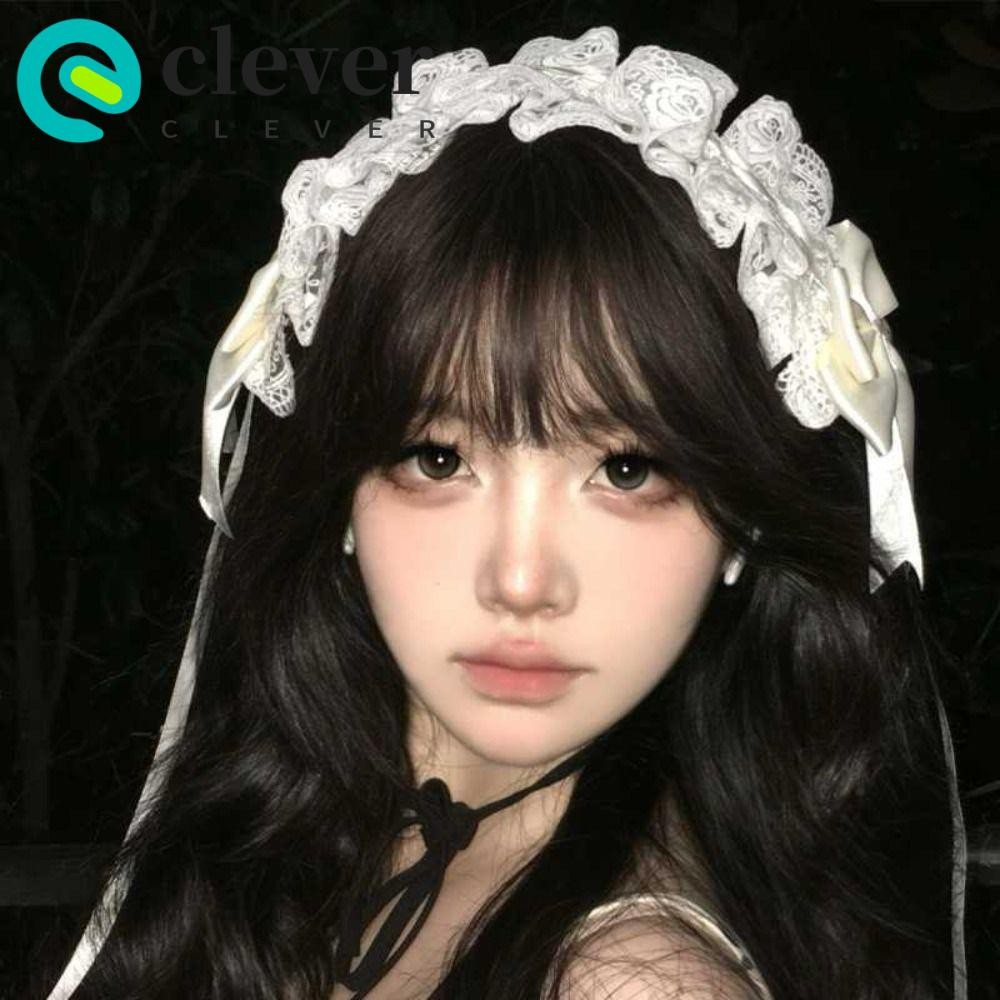 CLEVER Cat Ears Headband, Bow Lolita Head Wrap, Cosplay Lace Headwear ...