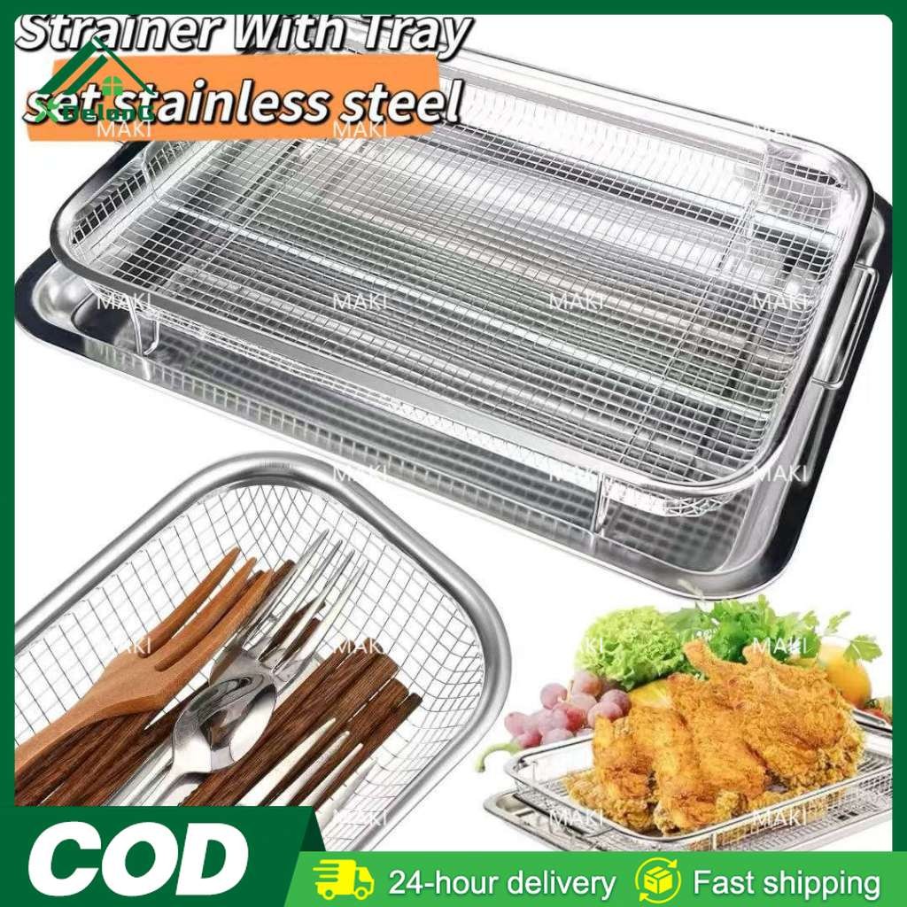 (2 IN 1) stainless steel mesh tray + oven tray oil drain / best cooking ...