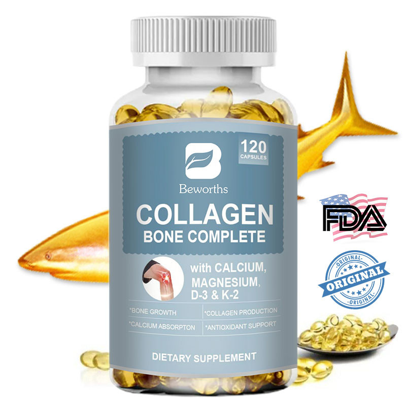 Vitamin D3 K2 Collagen Bone Complete Capsules with Vitamin C Calcium ...