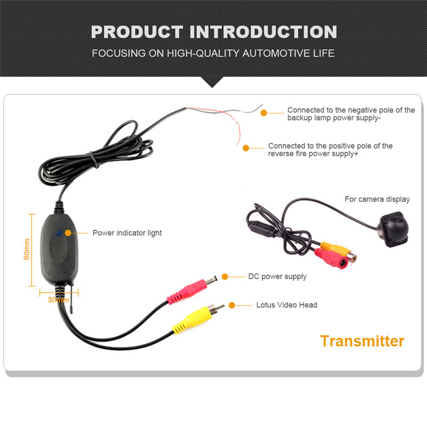 COD 12V Wireless RCA Video Transmitter Receiver 2.4 Ghz for Vehicle ...