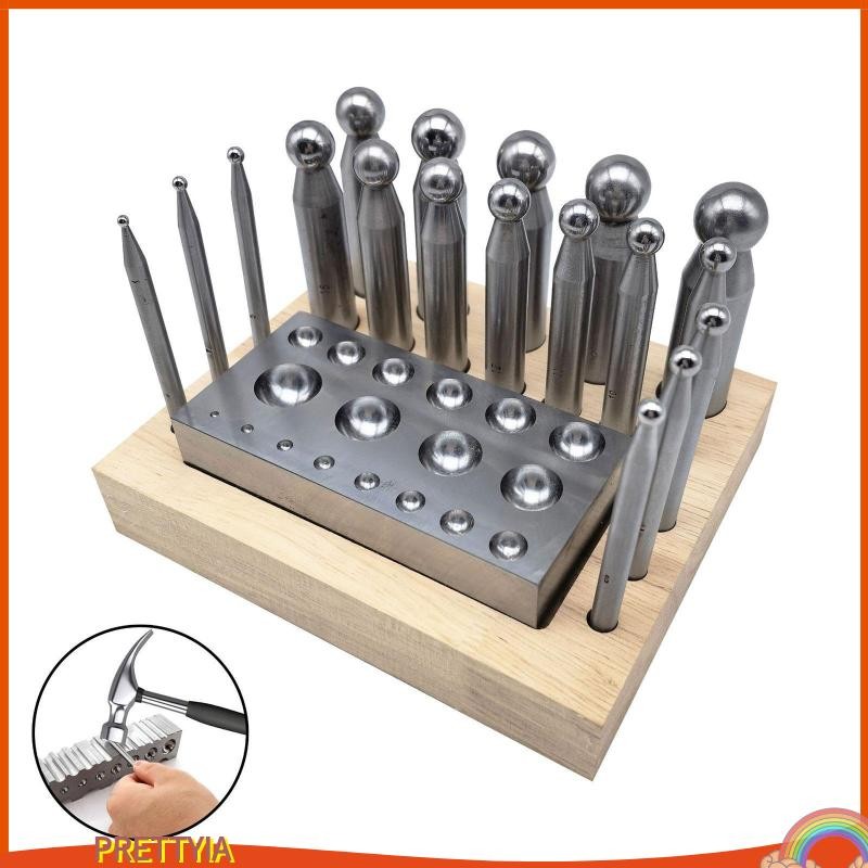 [PrettyiaTH] 19x Dapping Doming Punch Block Set Versatile DIY Crafts ...