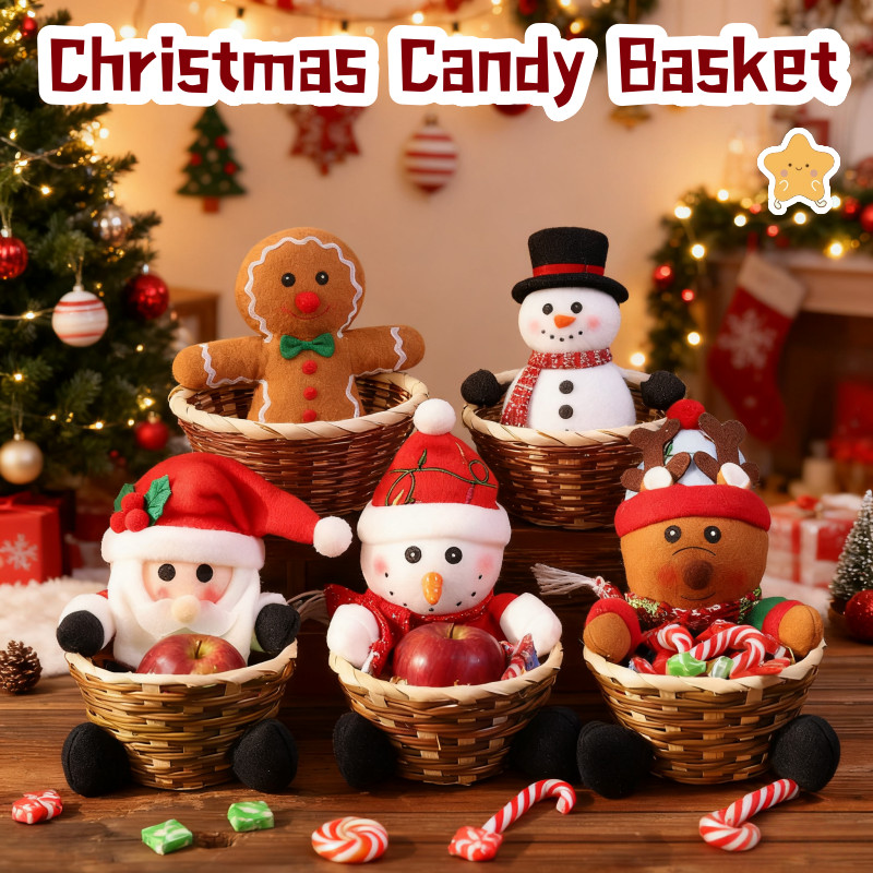 Christmas Candy & Gift Storage Basket - Xmas Decor Container for Party ...