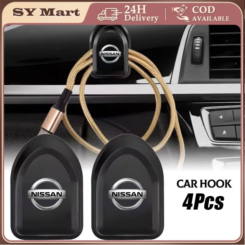 SYMart 1/4PCS Car Logo Mini Hook Interior Storage Holder For Nissan USB ...