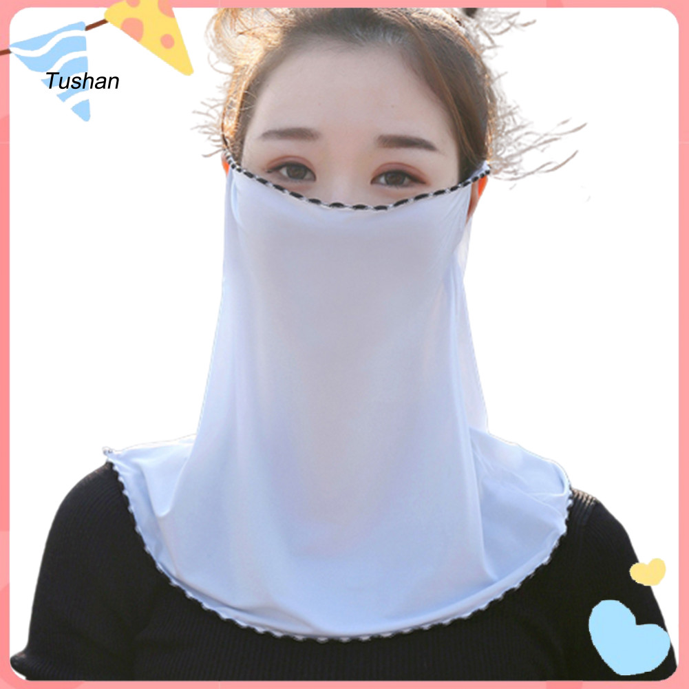 [Ts] Women Floral Soft Chiffon Anti Dust Sun Protection Face Cover Neck ...