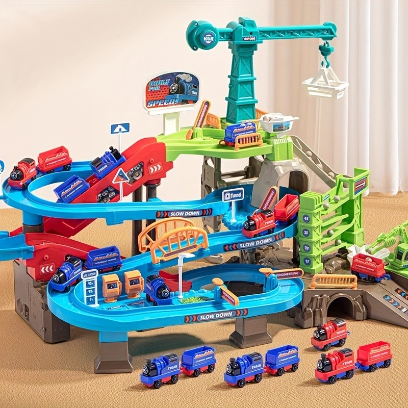 Kids Electric Train Set with Adventure Mine & City Traffic Tracks ...