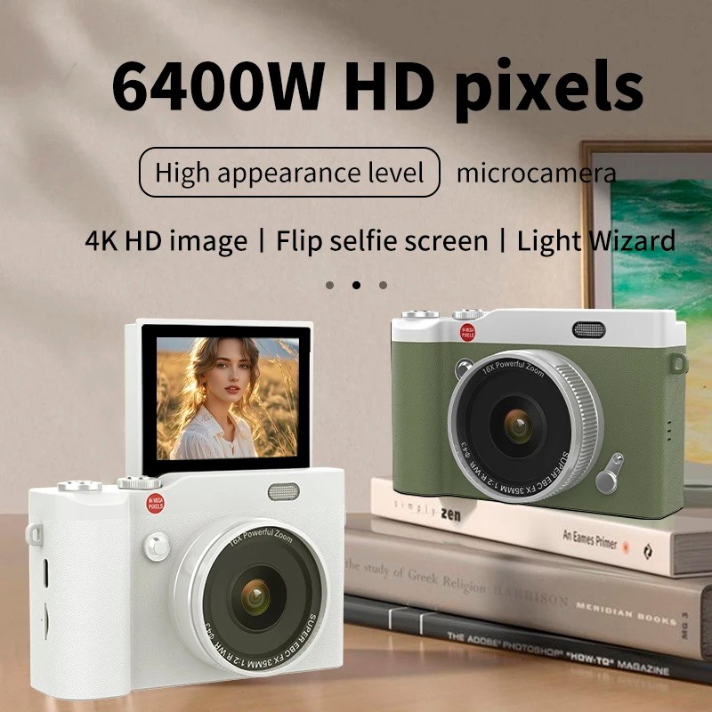 4K digital camera with 180° flip-screen selfie camera, 16x digital zoom ...