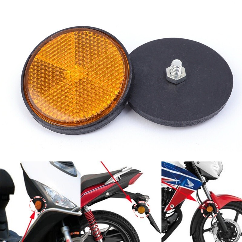 2pcs Motorcycle Circular Reflector Electric Vehicle Bicycle Waterproof ...