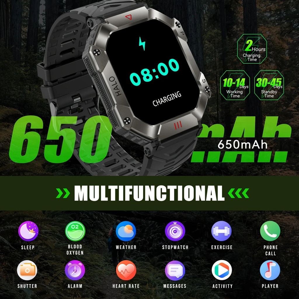 Smart Watch, Fitness Watches With Wireless Calls, Compass, Barometer ...