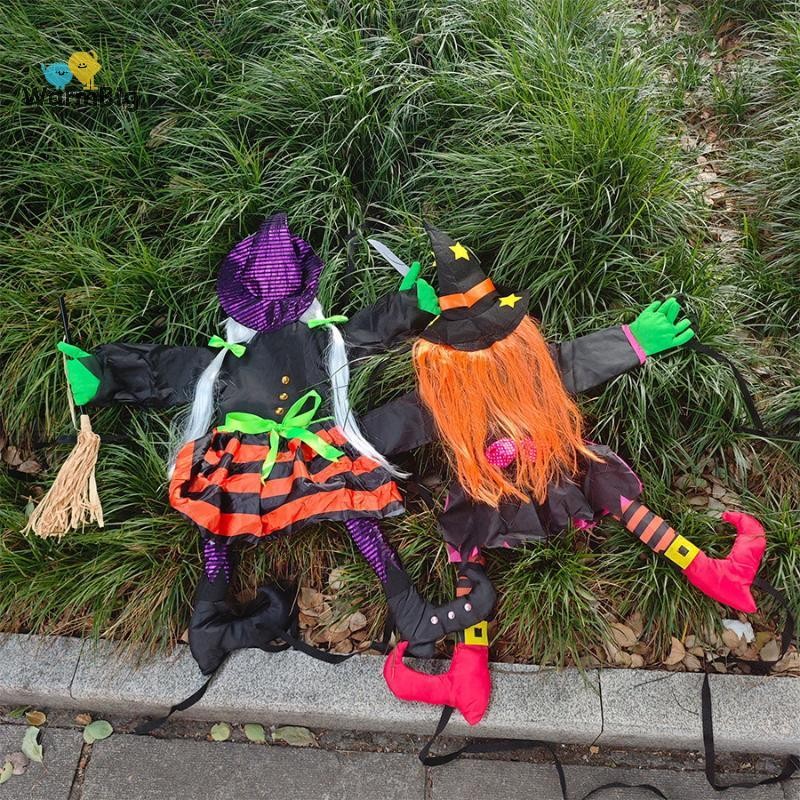 (warmbig) Halloween Orange Hair Witch Climbing Tree Pendant Realistic ...