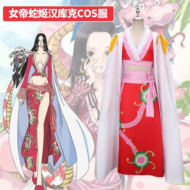 ONE PIECE Cos Boa Hancock Red Cheongsam Set Performance Costume Cosplay ...