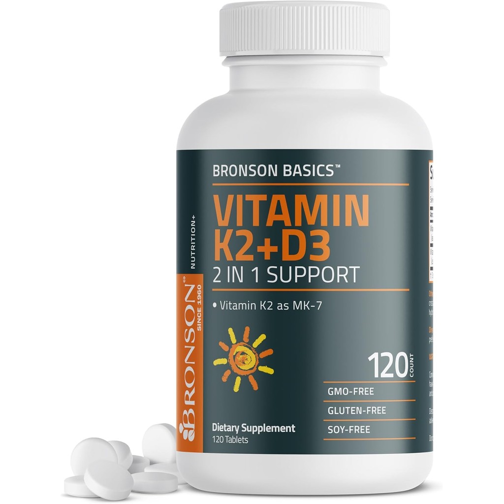 Bronson Vitamin K2 D3 (MK7) Supplement Non-GMO Formula Vitamin D3 ...