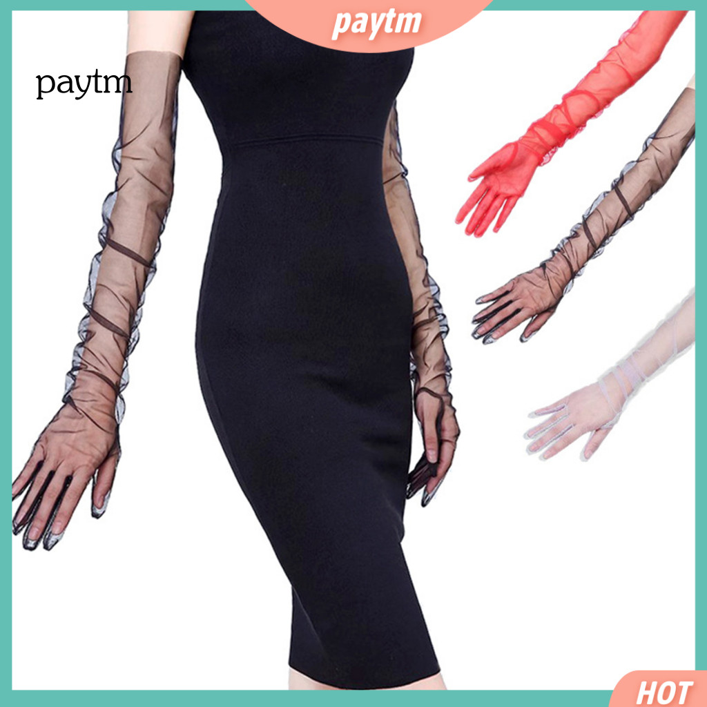 PTM Performance Gloves Mesh Fabric Wedding Gloves Chic Mesh Arm Covers ...