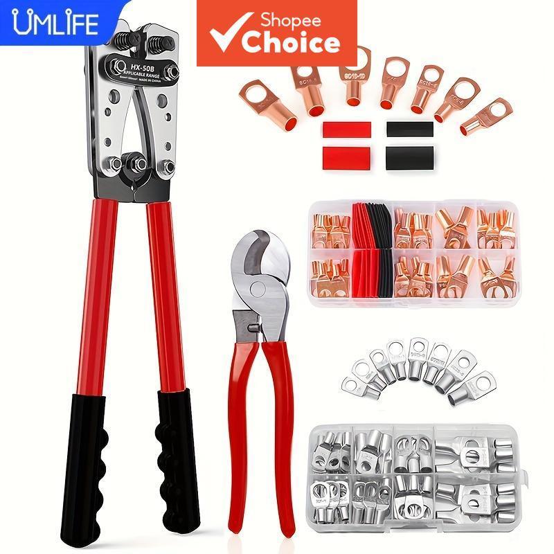 【HOT3】Battery Cable Crimping Tool Kit, Includes Cable Cutter, 60 Wire ...
