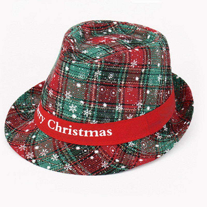 Men Women Checked Print Christmas Celebration Dress Up Hat Cosplay ...