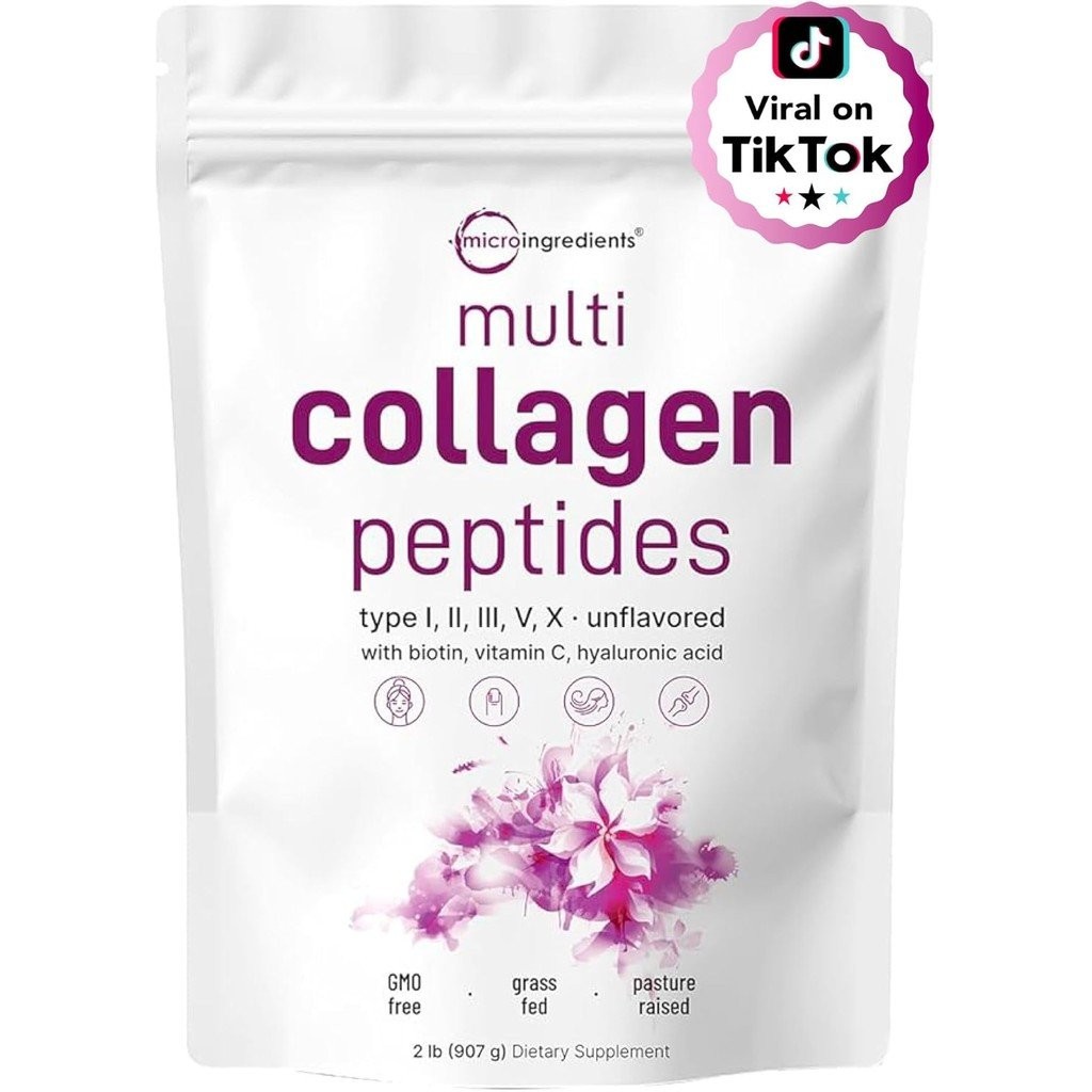 Micro Ingredients Multi Collagen Peptides Powder, 2lb | Type I, II, III ...