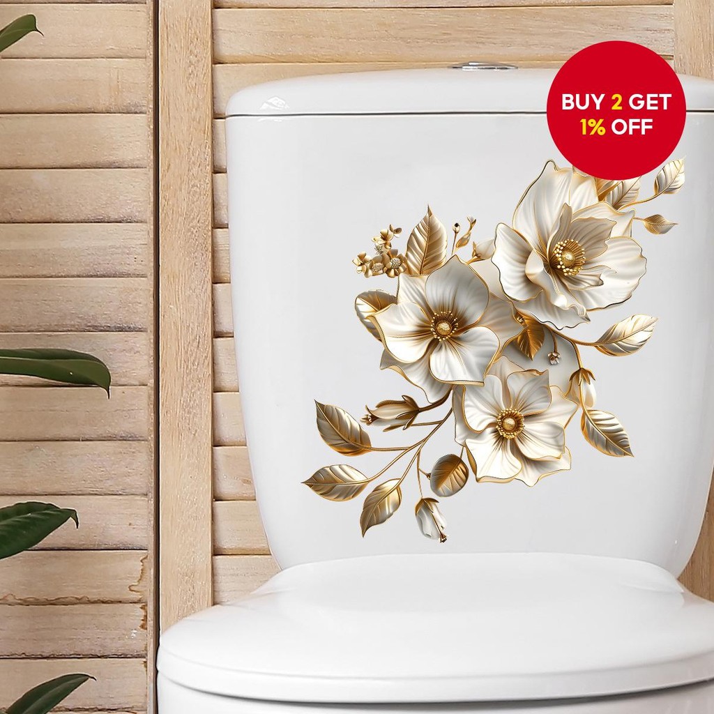 Flower Toilet Lid Sticker 3D - Waterproof Vinyl Decal for Bathroom ...