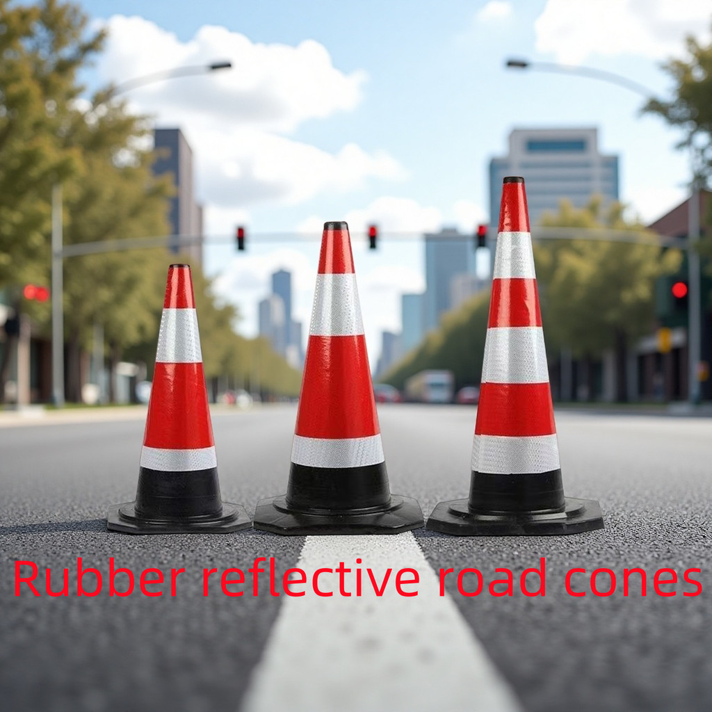 Reflective Warning Traffic Cone Set - 60CM 70CM 90CM Rubber Cones for ...