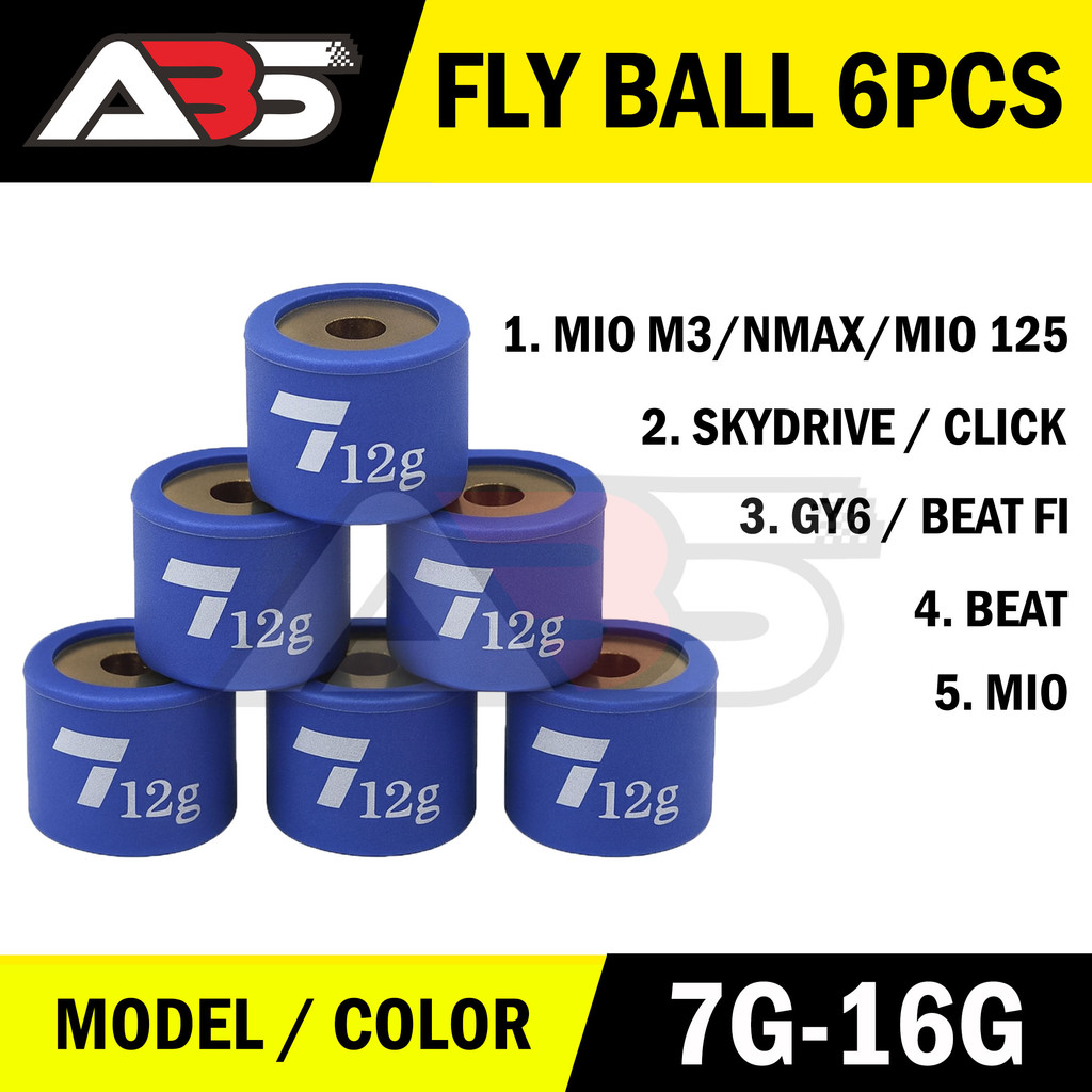 ROLLER SET / FLYBALL 6PCS SET FOR MIO M3 / MIO125/NMAX/GY6/BEAT FI ...