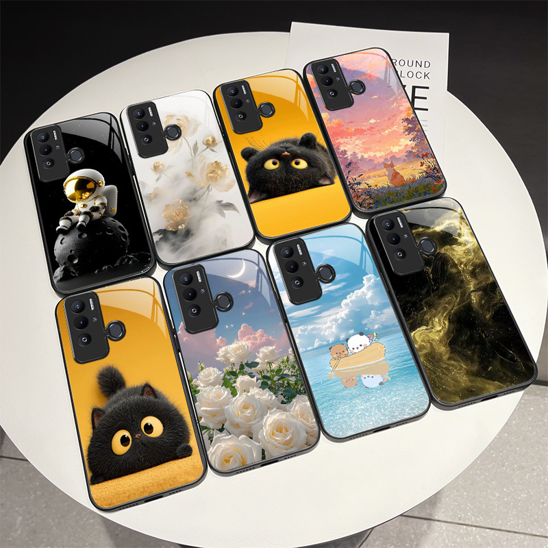 For Tecno Pova Neo LE6 LE6h New Popular Tempered Glass Casing Cute Cat ...