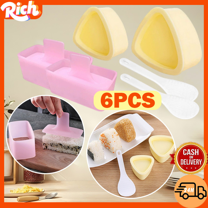 6pcs/set Spam Musubi Molder Sushi Maker Set Reusable Rice Mold Easy To ...