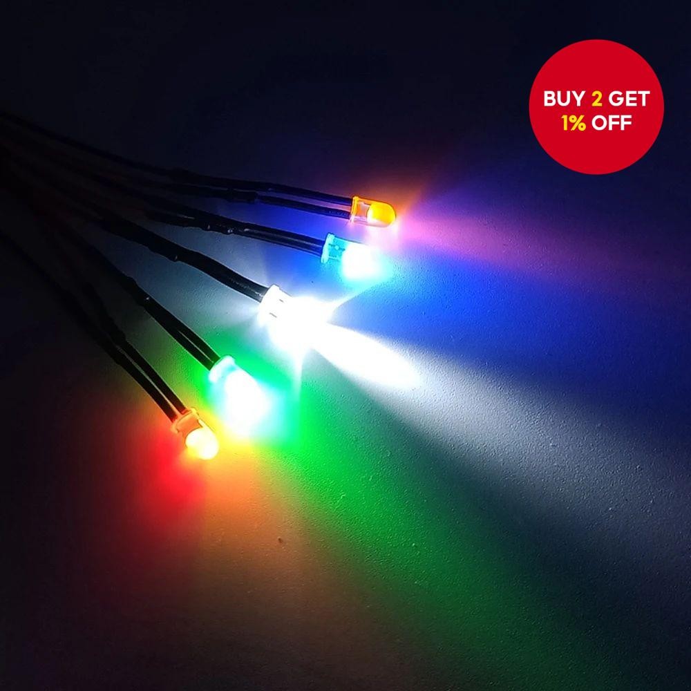 Trendy New 10PCS 3mm Pre-wired LED Round Light Bulb Chip Beads Cable DC ...