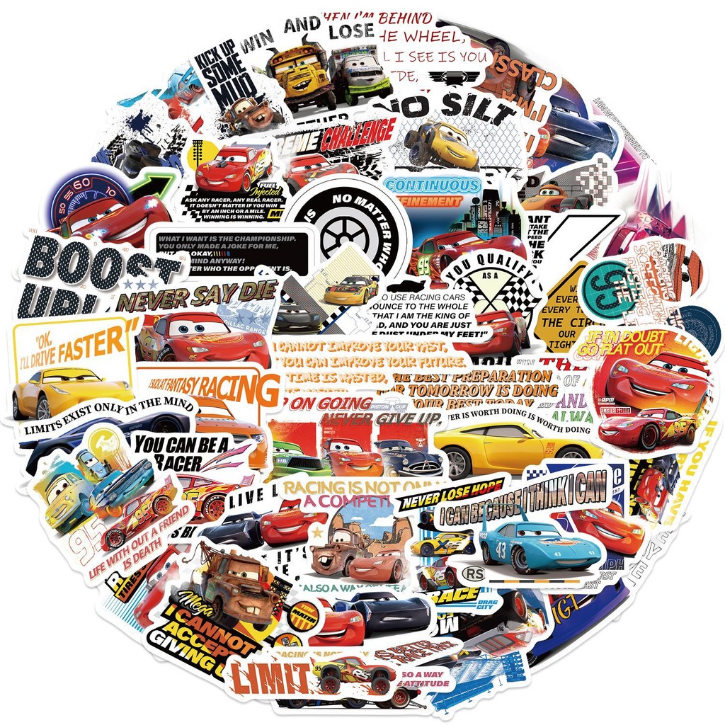 50-Piece Disney Officially Licensed Cars Inspirational Quote Graffiti ...